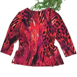 Ruby Rd. | Tops | Ruby Rd Petite Red Black Tribal 34 Sleeve Top | Poshmark